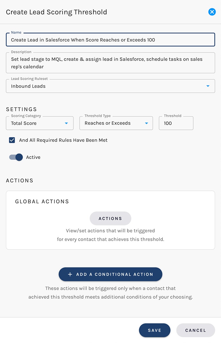 Lead Scoring in Paminga